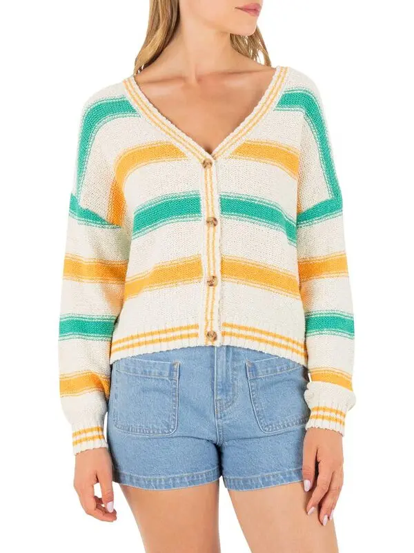 Hurley Key West Cotton-blend Cardigan - Ivory/marigold
