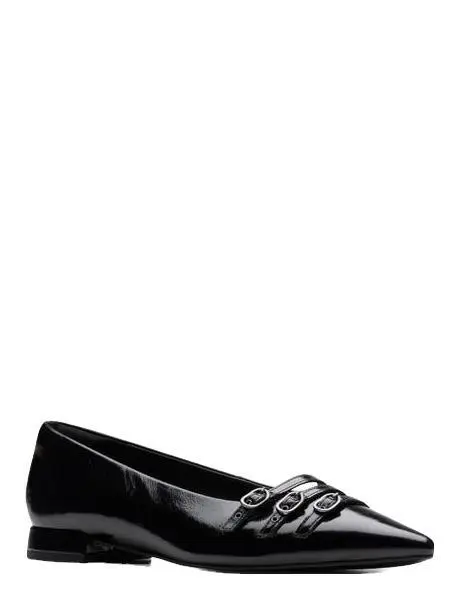 Clarks Sensa Triple Strap Flat - Black Pat