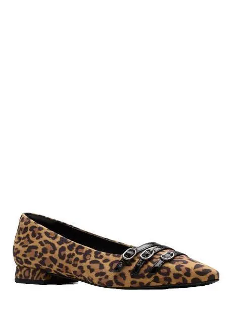 Clarks Sensa Triple Strap Flat - Leopard Suede