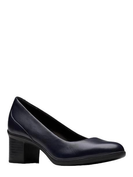 Clarks Shaya Poppy Pump - Navy Leather
