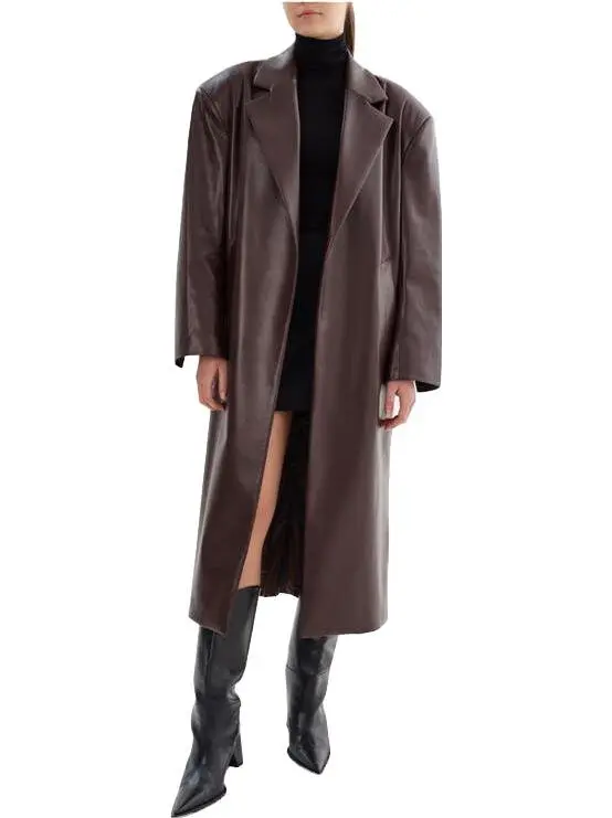 LAMARQUE Janelle Recycled Leather Coat - Mahogany