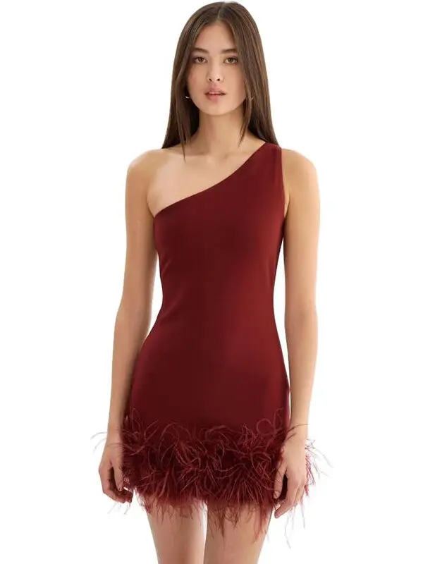 LAMARQUE Tafia One-shoulder Mini Dress - Syrah
