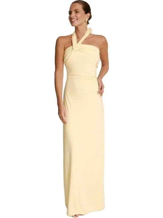 SIX STORIES Halter Neck Bridesmaid Dress - Lemon