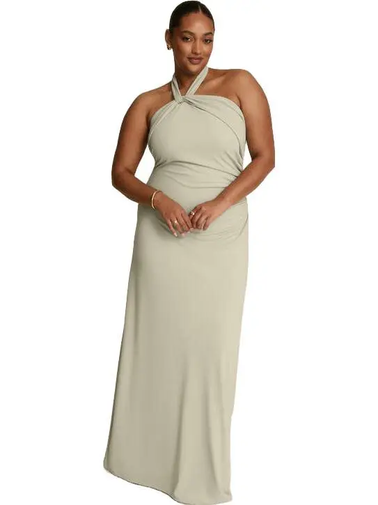 SIX STORIES Halter Neck Bridesmaid Dress - Sage
