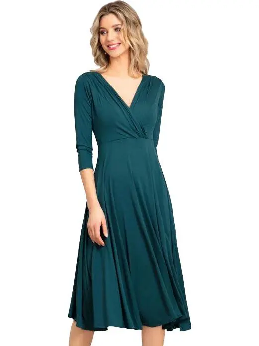 ALIE STREET LONDON Annie V-neck Midi Dress - Pine Green