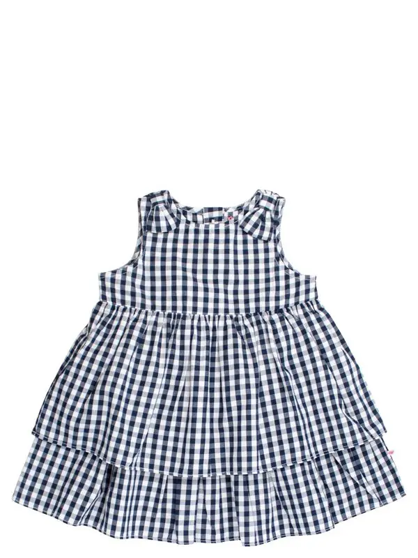 RUFFLEBUTTS Woven Bow Jumper Dress - Classic Dark Navy Gingham