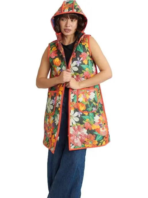 FLORENCIA DAVALOS Juani Reversible Vest - Green Garden/brown Floral