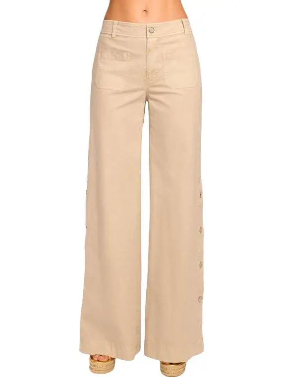 Ramy Brook Giselle Stretch Cotton Twill Wide-leg Pants - Sandstone