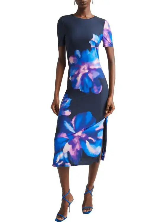 Ramy Brook Kamila Body-con Midi Dress - Navy Floral Jersey