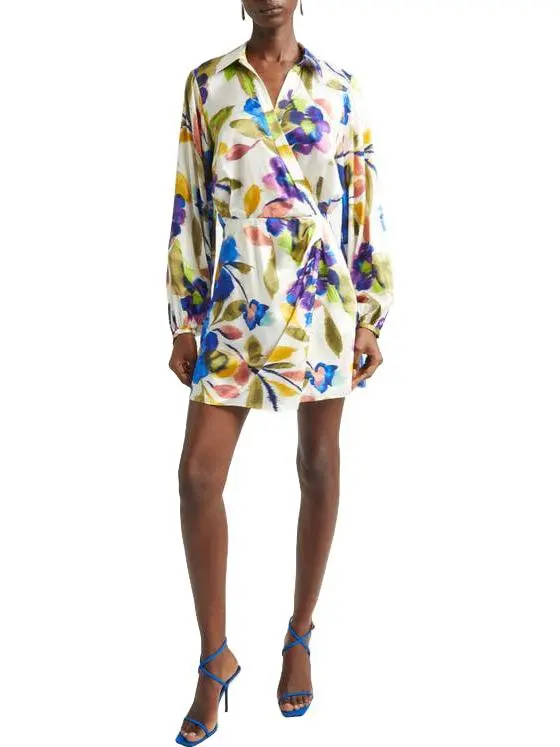 Ramy Brook Printed Carolyn Wrap-front Silk-blend Dress - Ivory Floral Silk