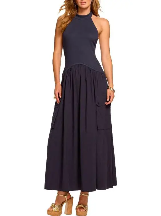 Ramy Brook Simonne Maxi Halter Dress - Navy