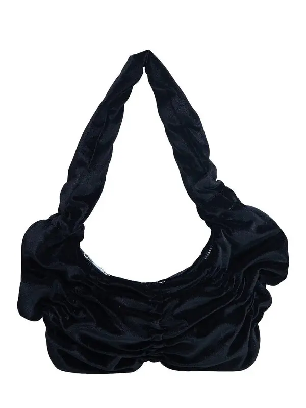 Topshop Ruched Velvet Shoulder Bag - Black