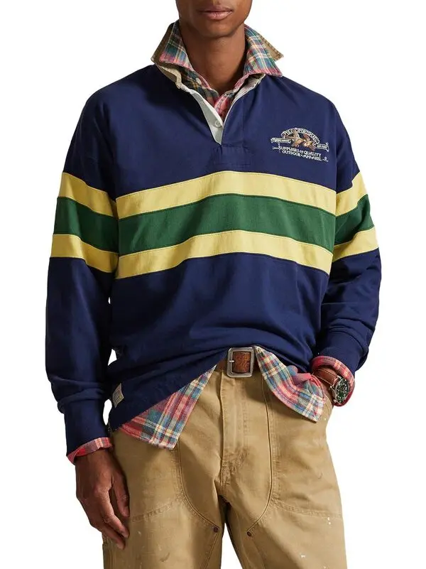 Polo Ralph Lauren Vintage Fit Embroidered Rugby Shirt - Newport Navy/multi