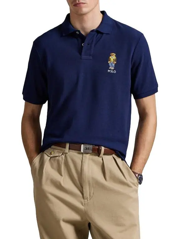 Polo Ralph Lauren Classic Fit Polo Bear Cotton Mesh Polo - Newport Navy/heritage Bear
