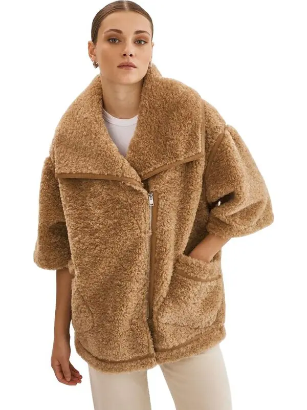 LAMARQUE Ohanna Faux Fur Coat - Caramel
