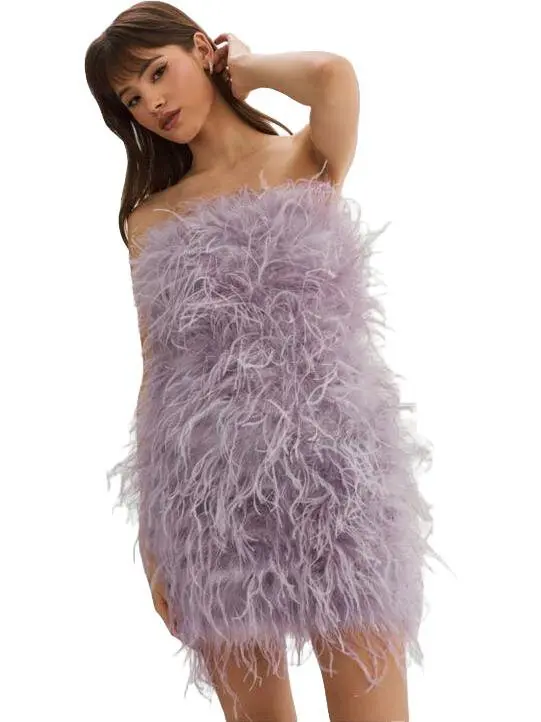 LAMARQUE Triana Feather Dress - Lavender