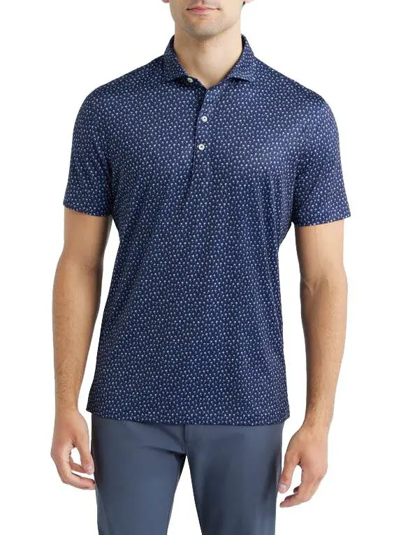 Johnnie-o Marina Palm Tree Print Performance Jersey Polo - Navy