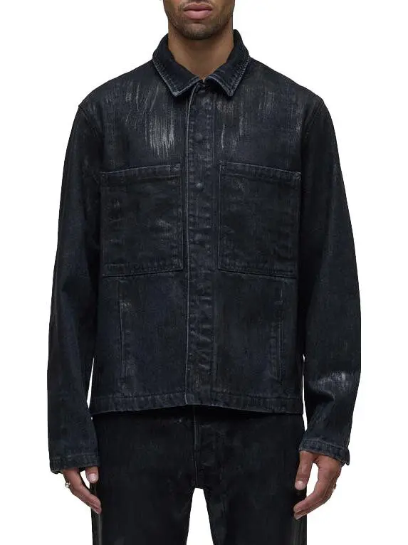 Hudson Jeans Distressed Denim Snap-up Worker Jacket - Jackson