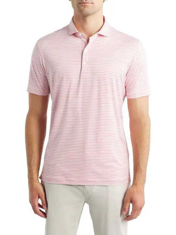 Johnnie-o Seymour Stripe Featherweight Performance Polo - Pink Lemonade
