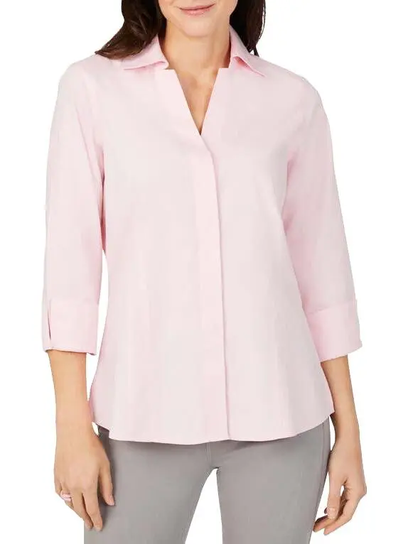 Foxcroft Taylor Fitted Non-iron Shirt - Chambray Pink