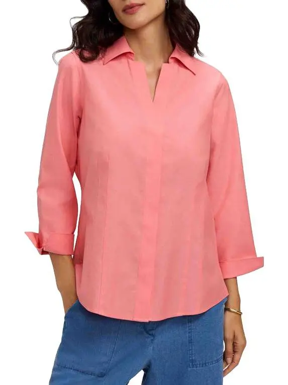 Foxcroft Taylor Fitted Non-iron Shirt - Coral Reef Red