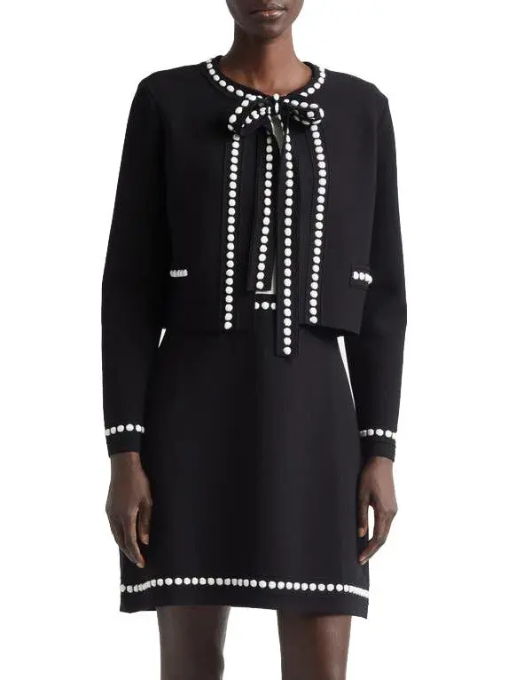 Oscar De La Renta Bubble Trim Cardigan - Black/white