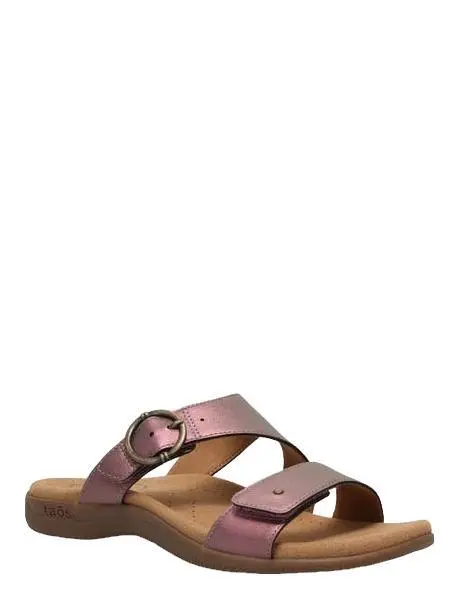 TAOS Westside Leather Slide Sandal - Violet Metallic