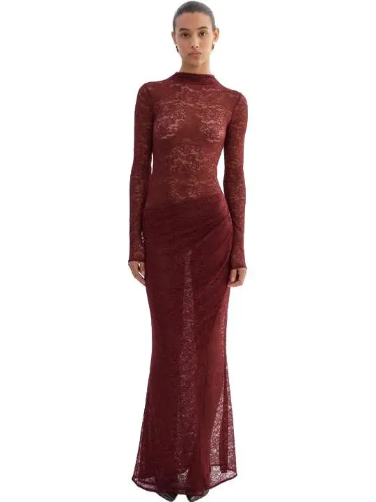 LAMARQUE Krysta Lace Maxi Dress - Vamp
