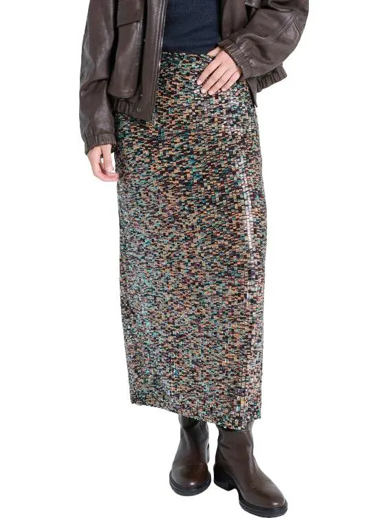 TWP Sylkie Sequin Silk Skirt - Dark Chocolate