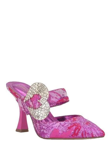 Jessica Simpson Favica Embellished Satin Slide Mule - Pink/red Combo