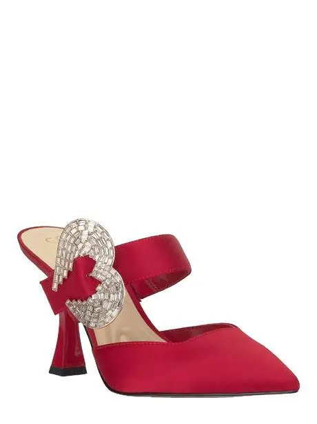 Jessica Simpson Favica Embellished Satin Slide Mule - Red Muse