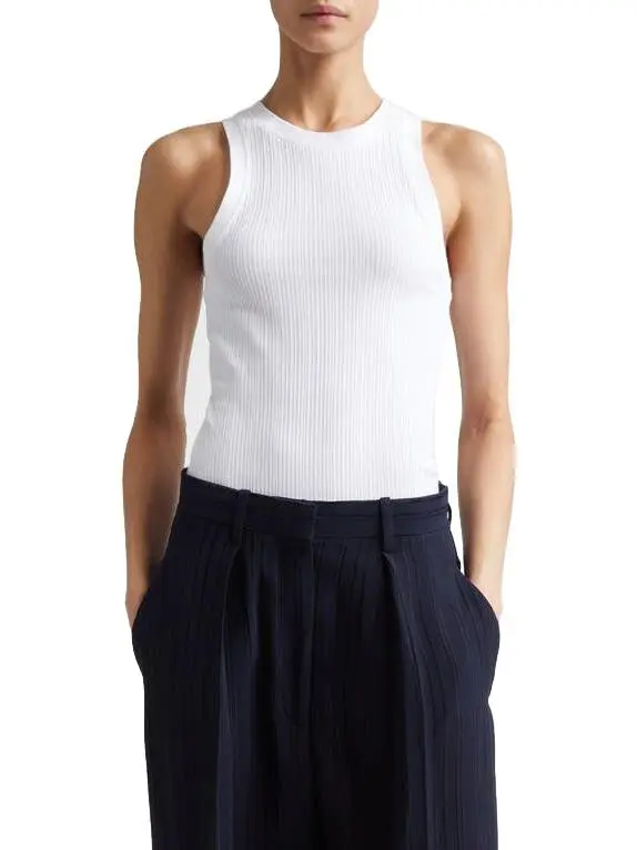 Victoria Beckham Rib Organic Cotton Tank - White