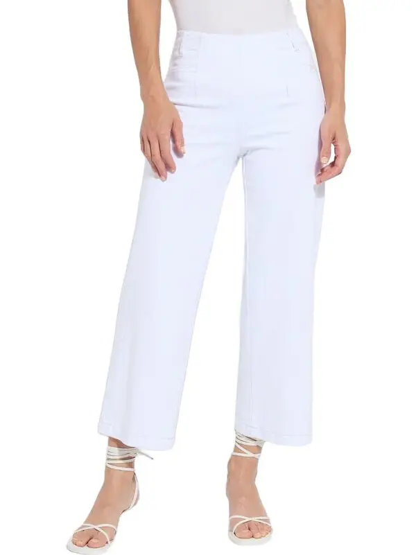 Lyssé Layton Pull-on High-waist Crop Wide-leg Knit Jeans - White