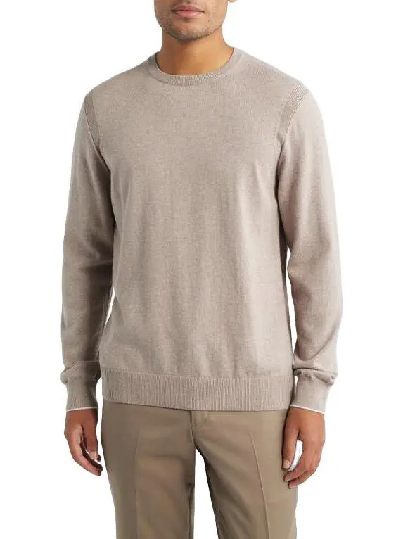 JACK VICTOR Grassi Cotton & Cashmere Crewneck Sweater - Khaki