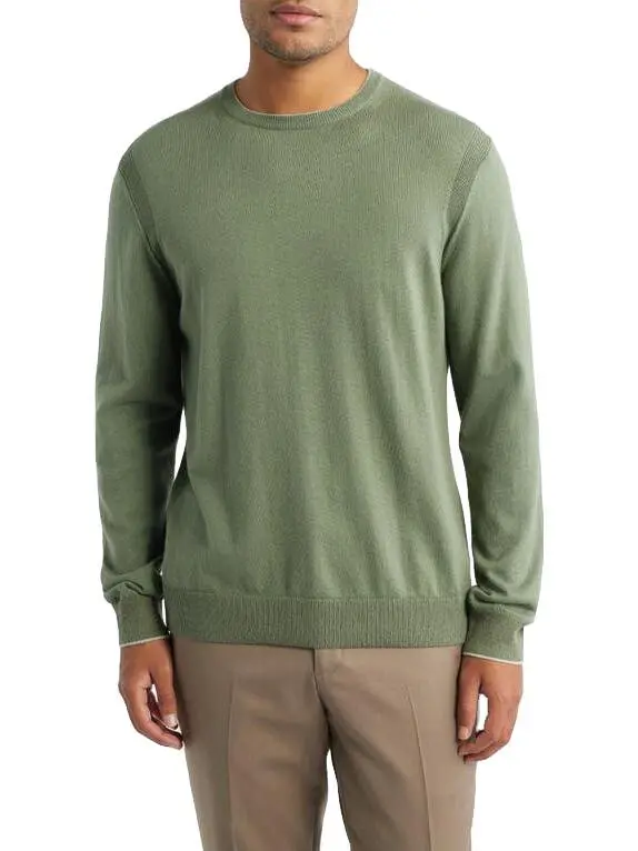 JACK VICTOR Grassi Cotton & Cashmere Crewneck Sweater - Sage