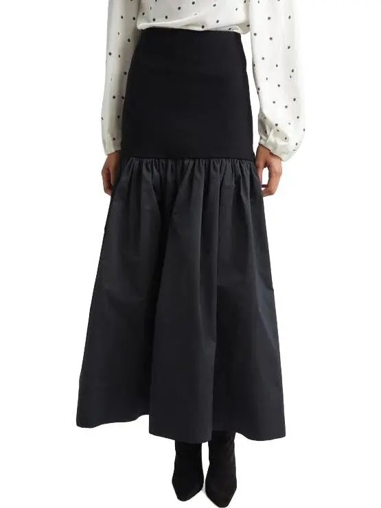 A.L.C. Mixed Media Maxi Skirt - Black/black