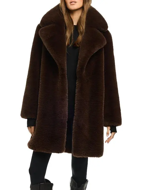 Sam. Marla Faux Fur Coat - Brown