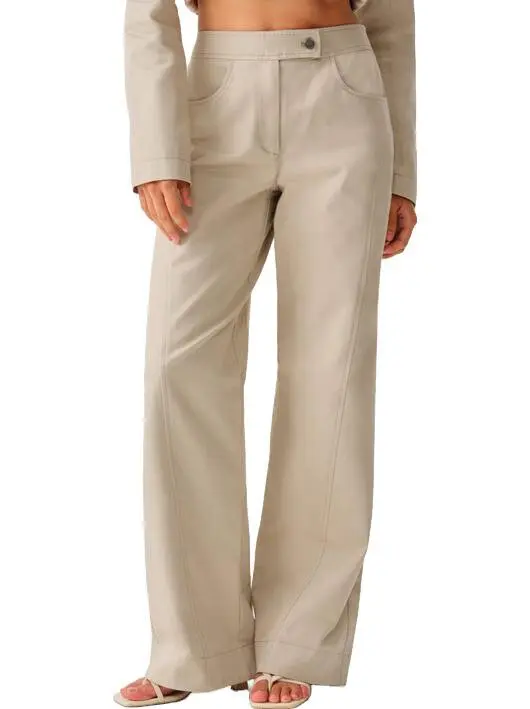LEMAN MERCER Sloane Wide-leg Cotton Twill Pants - Khaki