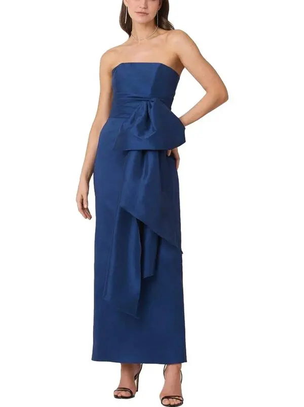 SHOSHANNA MIDNIGHT Midnight Hope Texture Taffeta Dress - Navy