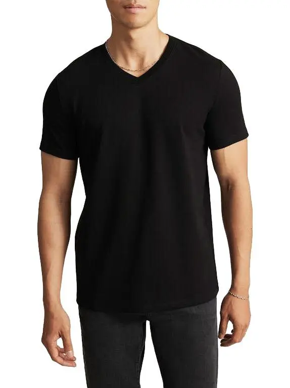 MAVI Stretch Cotton V-neck T-shirt - Black