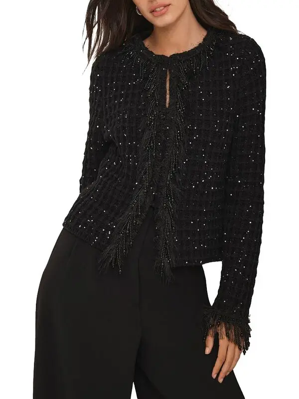 Mint Velvet Sequin Embellished Jacket - Black