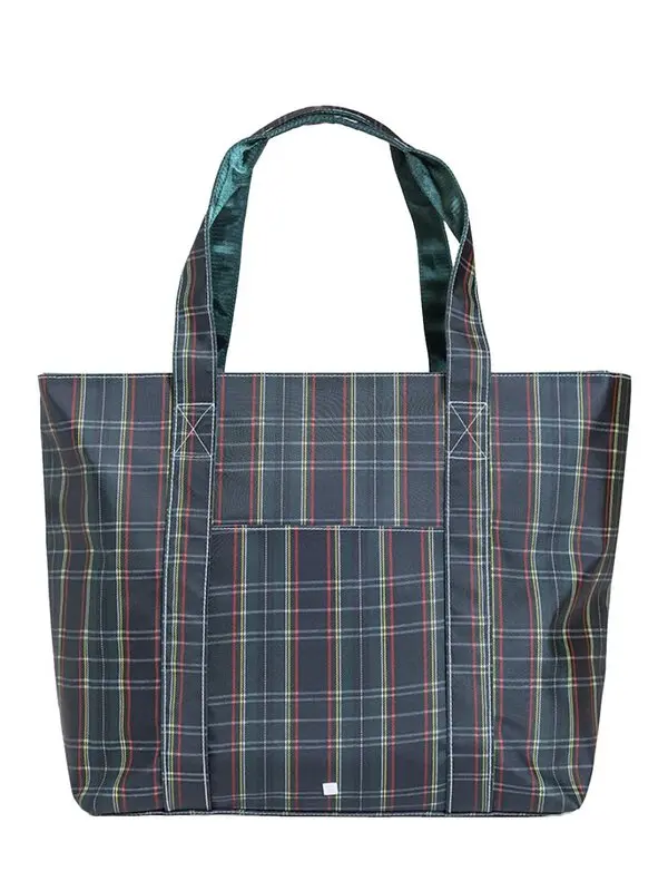 TRVL DESIGN Cambridge Plaid Jumbo Tote - Navy