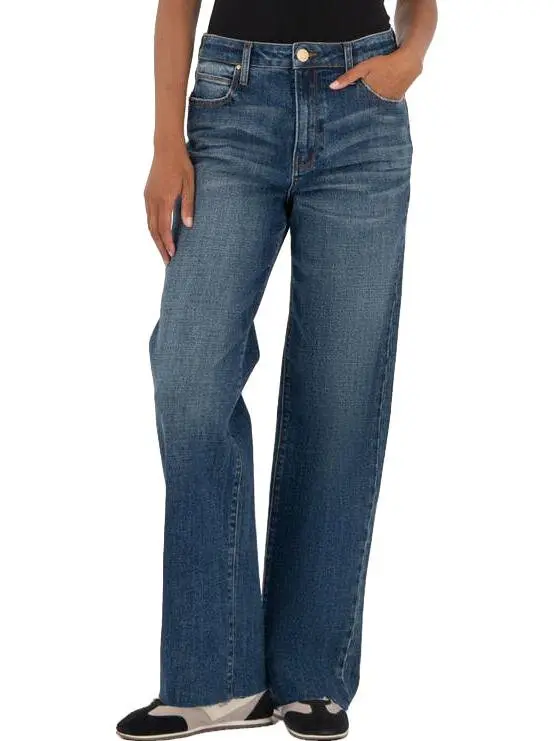 Kut From The Kloth Sienna Raw Hem High-waist Relaxed Straight-leg Jeans - Wise