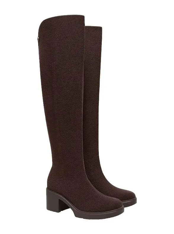 Vivaia Fold-over Square-toe Knee-high Boots - Dark Chocolate