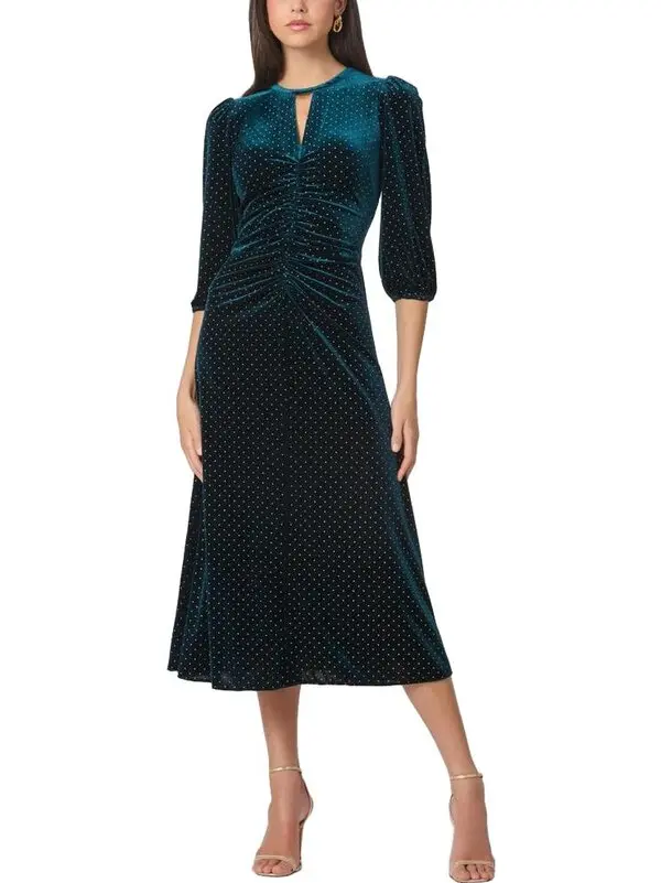 Shoshanna Luna Studded Velvet Dress - Emerald