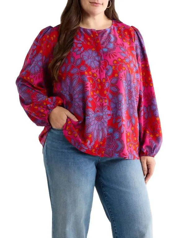 SUGARLIPS Floral Button-up Shirt - Fuchsia-multi