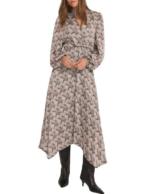 Mint Velvet Geo Print Long Sleeve Midi Dress - Neutral