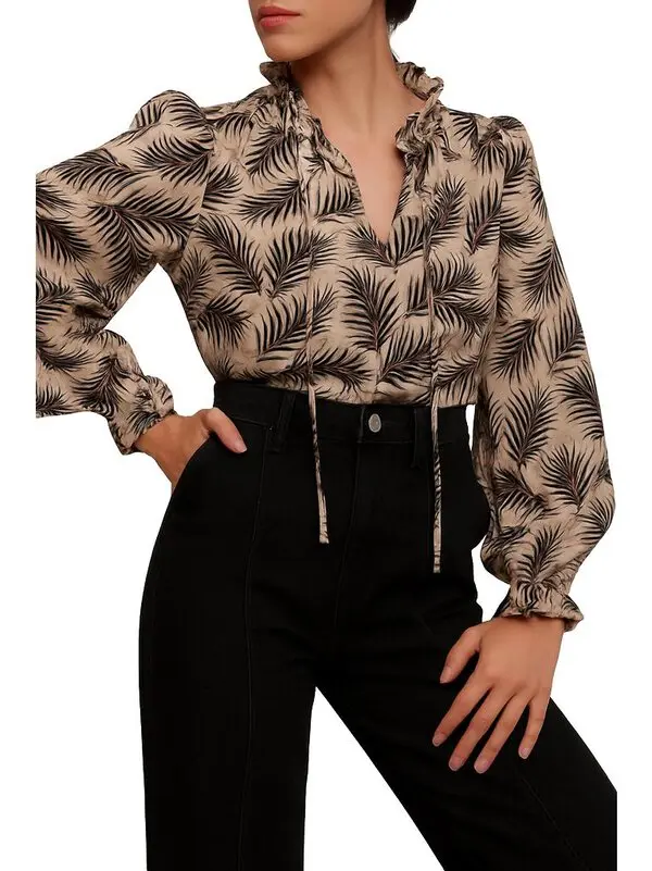 Mint Velvet Geo Print Blouse - Black