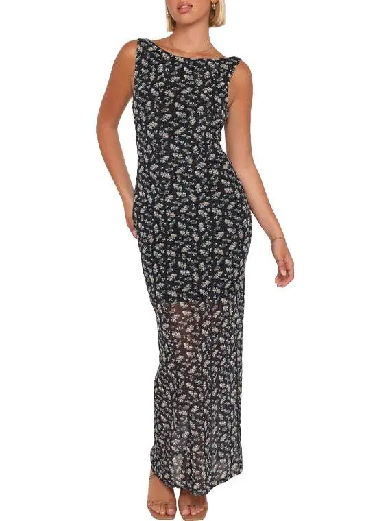 PETAL & PUP Brissa Floral Sleeveless Maxi Dress - Black Floral