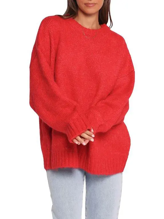 PETAL & PUP Lloyd Oversized Crewneck Sweater - Red